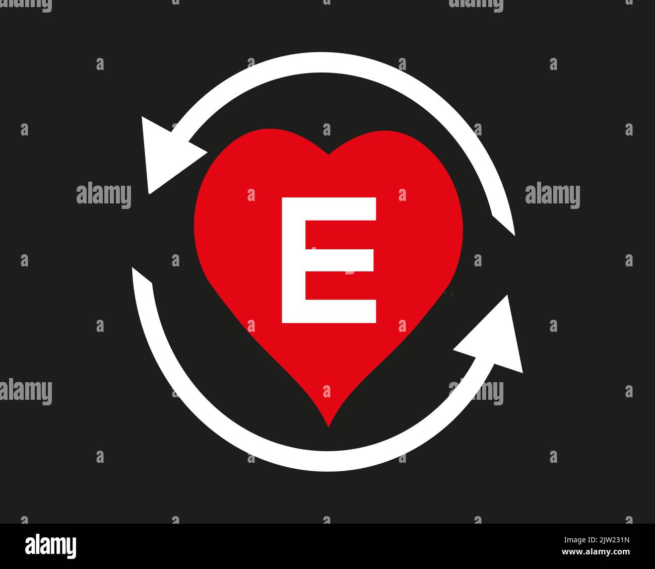 E vector logo icon with love shape and Aro illustration design isolated ...