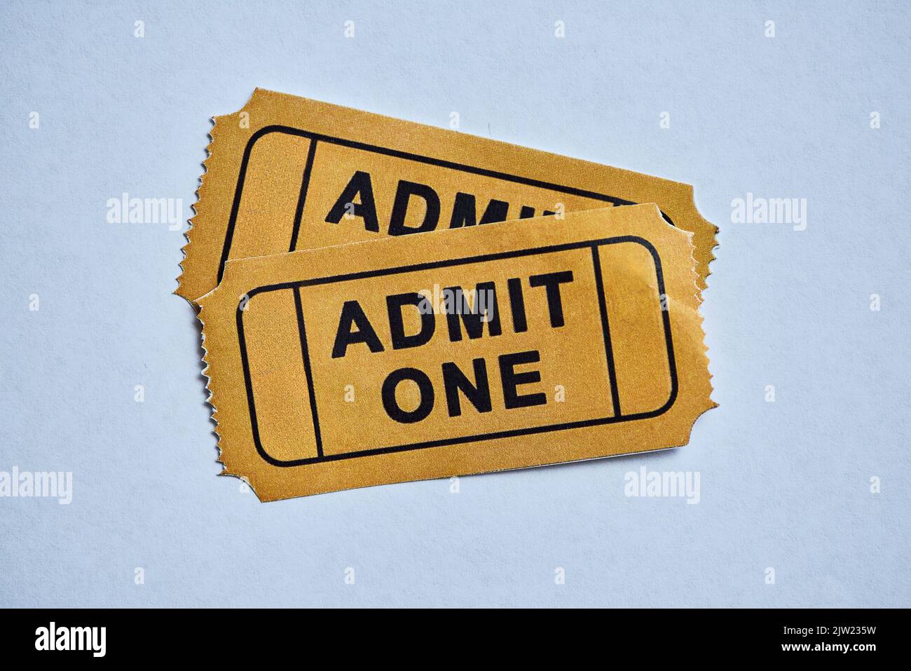Ready for the show. two yellow movie tickets isolated on white Stock ...