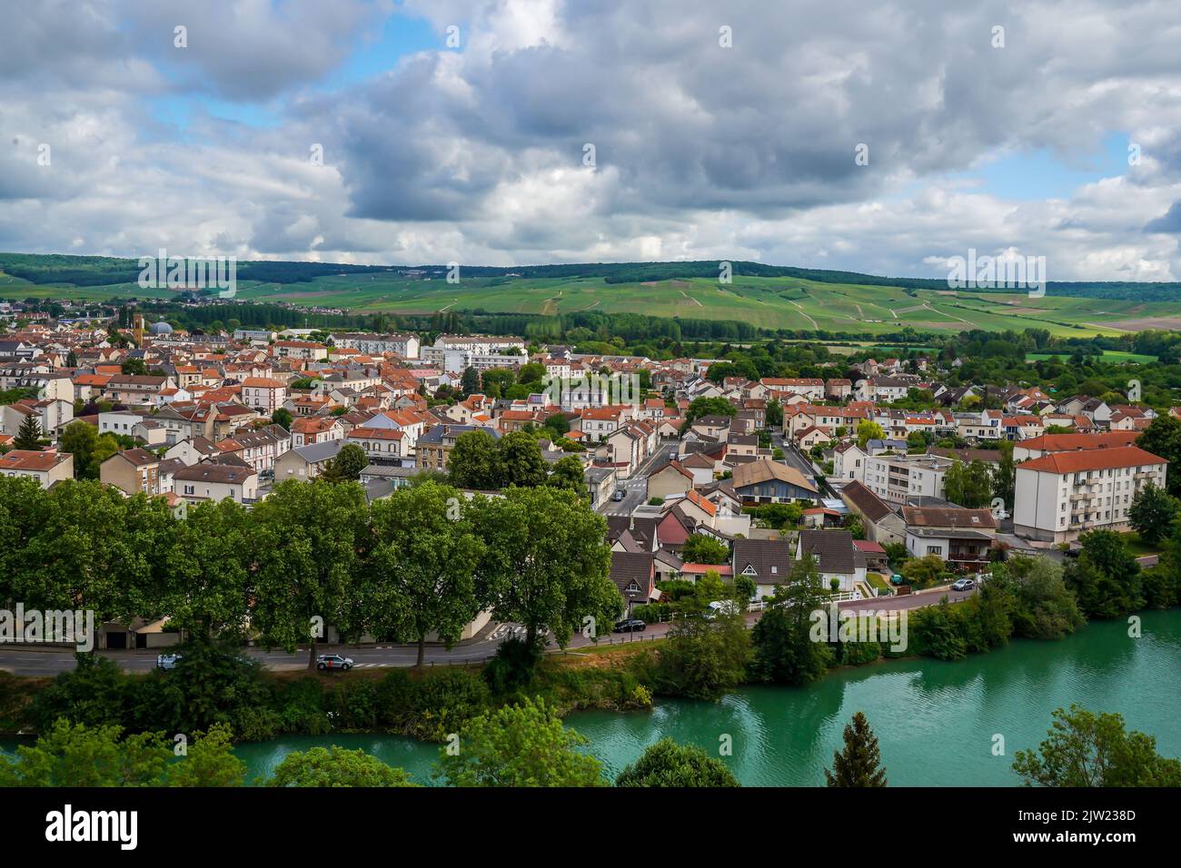 Aerial view of Epernay, the Capital of Champagne, Region Champagne-Ardenne, France Stock Photo ...