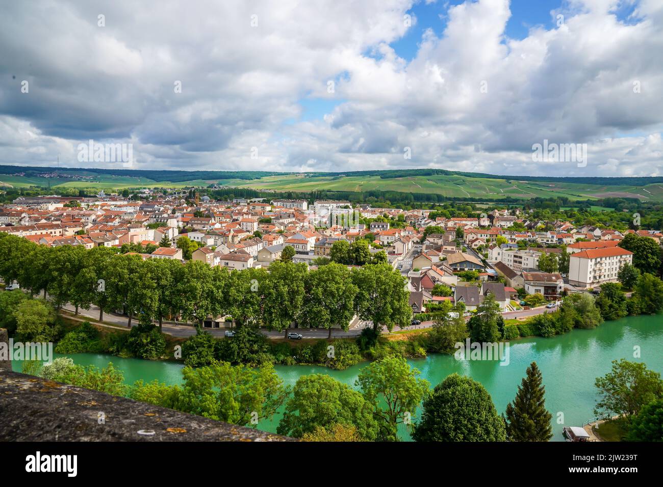Aerial view of Epernay, the Capital of Champagne, Region Champagne-Ardenne, France Stock Photo ...