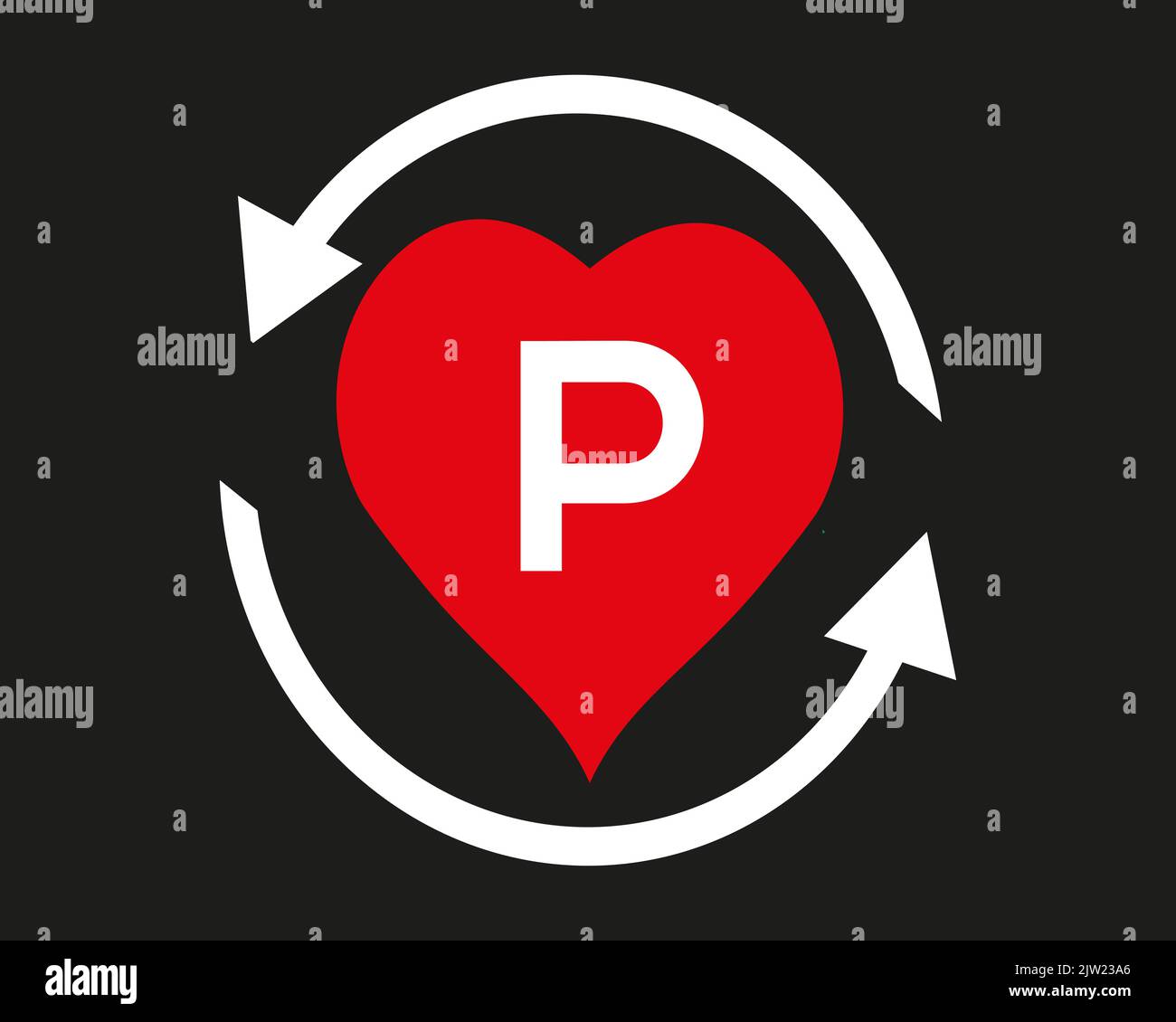 P vector logo icon with love shape and Aro illustration design isolated ...