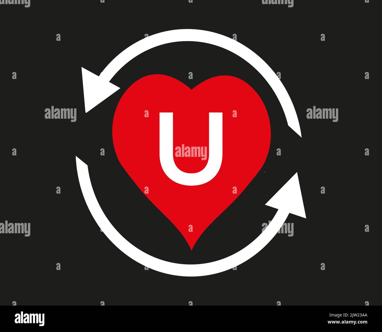 U vector logo icon with love shape and Aro illustration design isolated ...