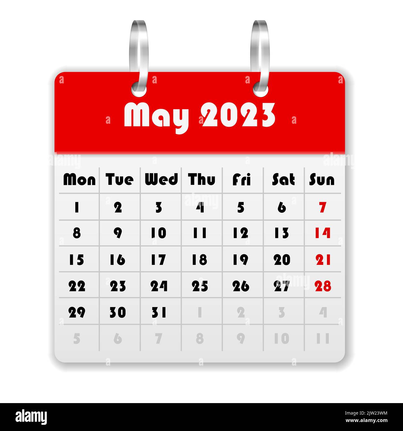Calendar May 2023 on a white background. Vector illustration Stock ...