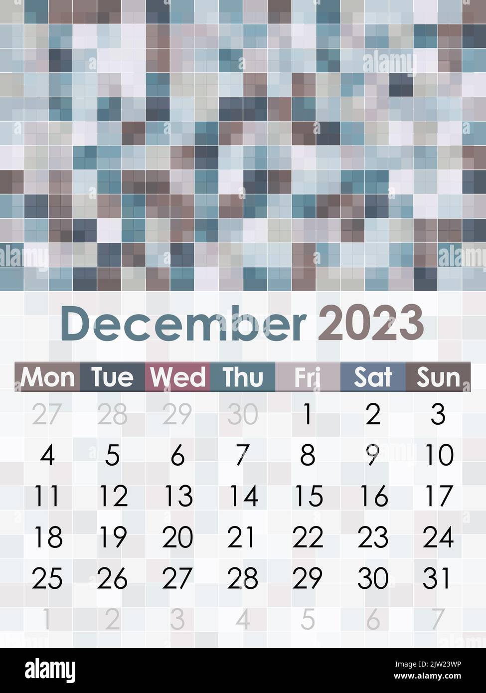 Calendar December 2023 on a white background. Vector illustration Stock ...