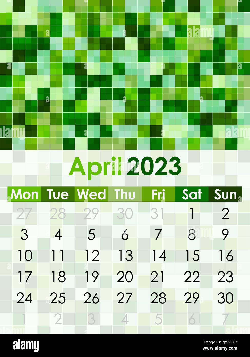 Calendar April 2023 on a white background. Vector illustration Stock ...