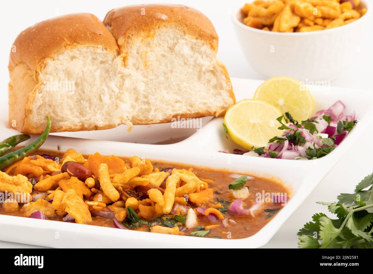 Misal Pav Or Usal Paav Is Famous Maharashtrian Spiced Street Dish. Buns ...