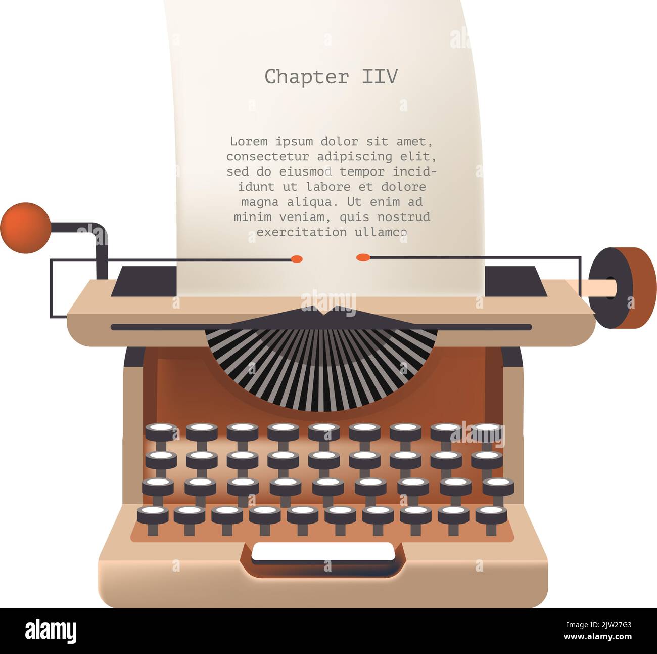 Vintage typing machine with chapter in process Stock Vector Image & Art ...