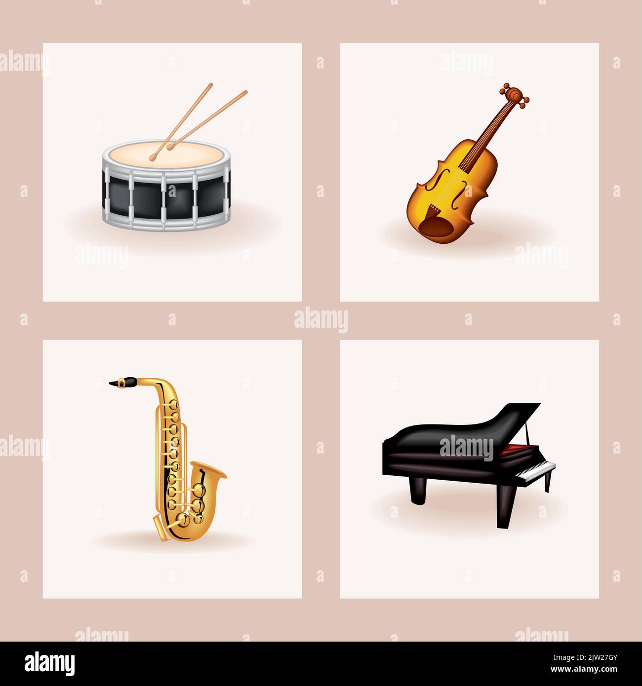icons, realistic music instruments Stock Vector Image & Art - Alamy