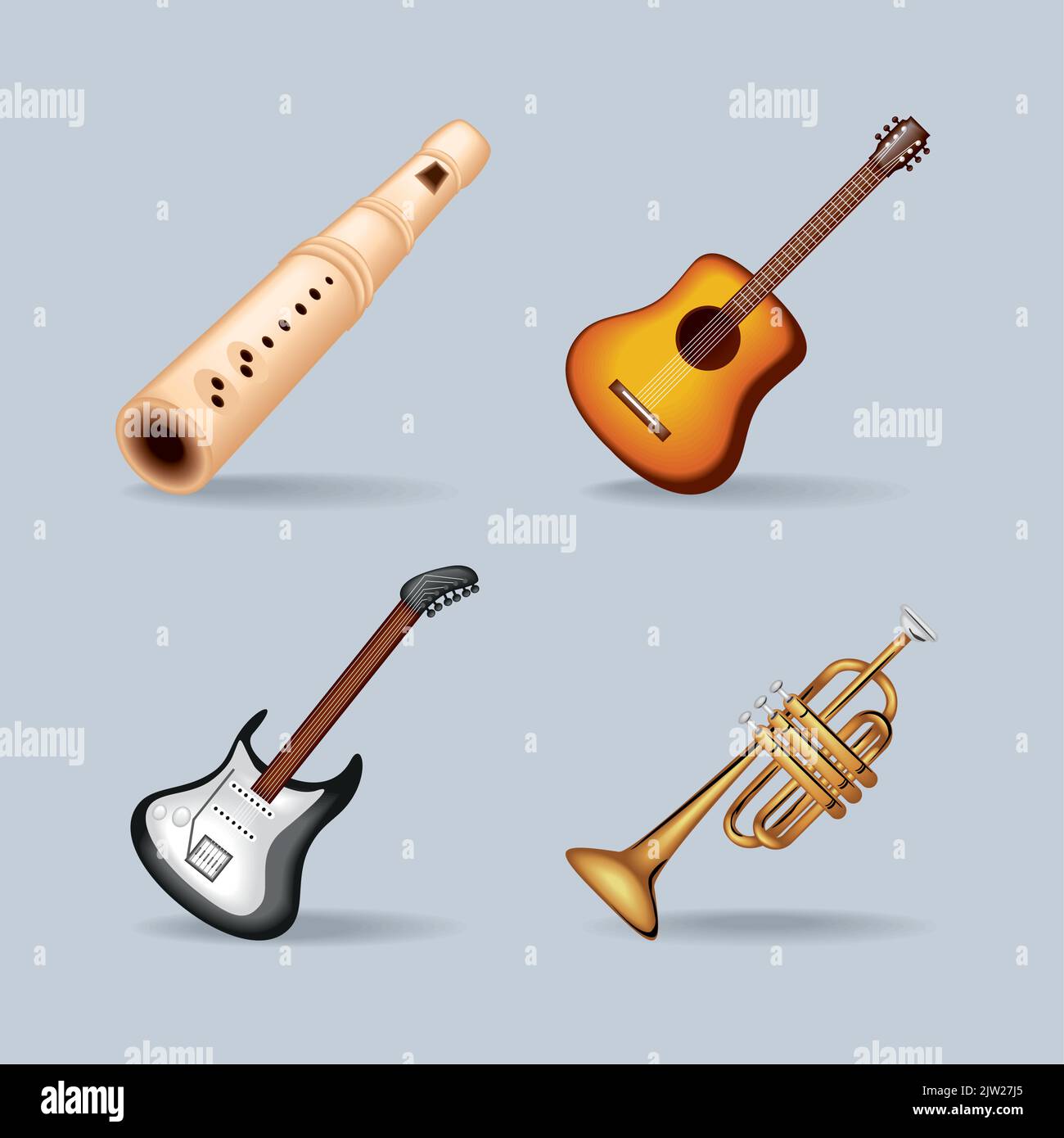 set, realistic music instruments Stock Vector Image & Art - Alamy