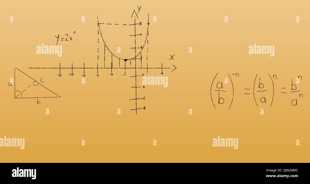 Image of mathematical equations on orange background Stock Photo - Alamy