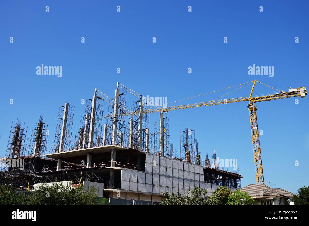 Asian labor people and thai labour workers use machine and heavy ...