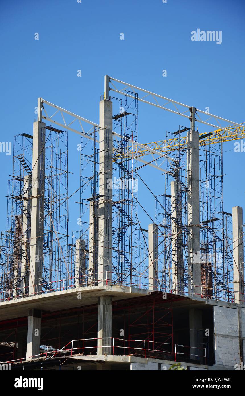Asian labor people and thai labour workers use machine and heavy ...