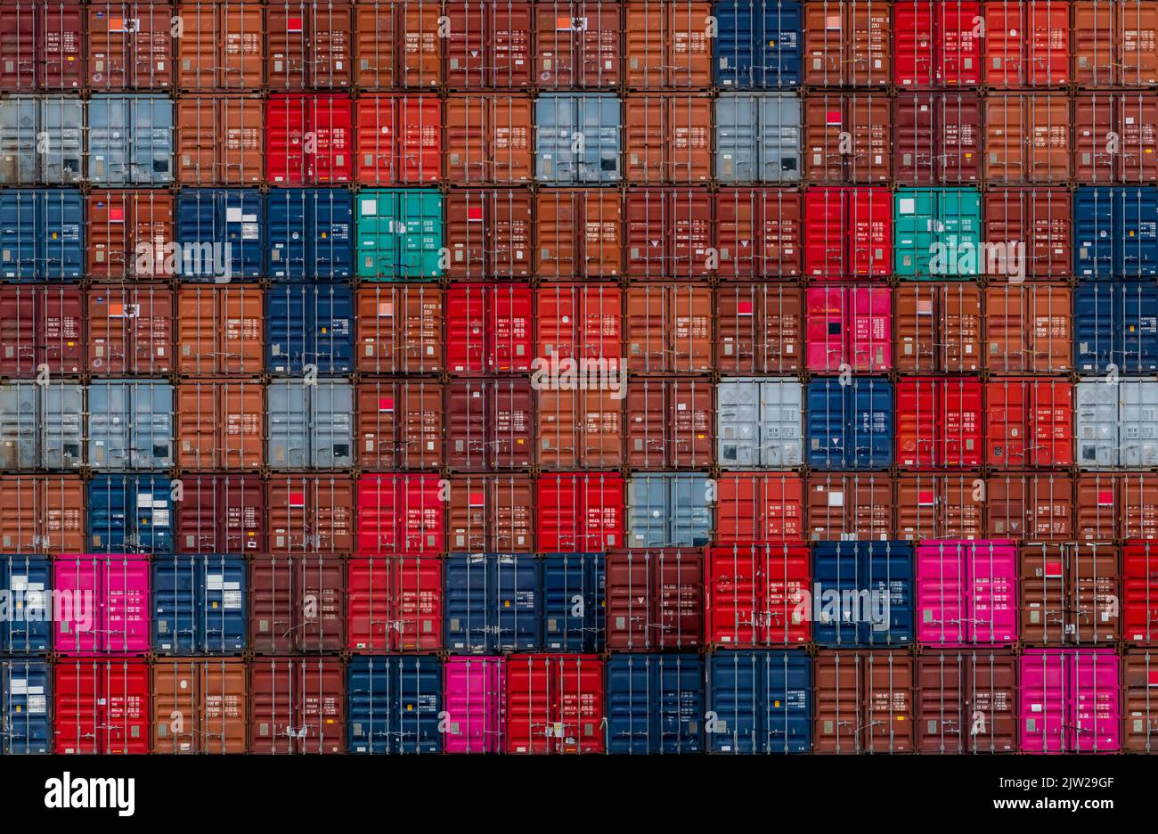 Stack of logistics container. Cargo and shipping business. Container ...