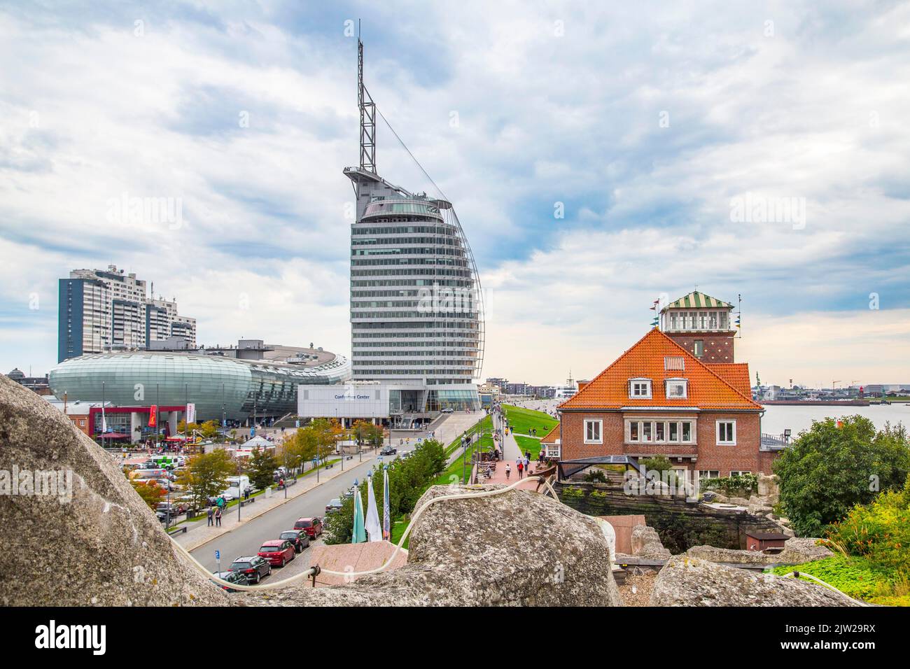 View from Zoo am Meer to Altantic Hotel Sail City, Bremerhaven Stock ...