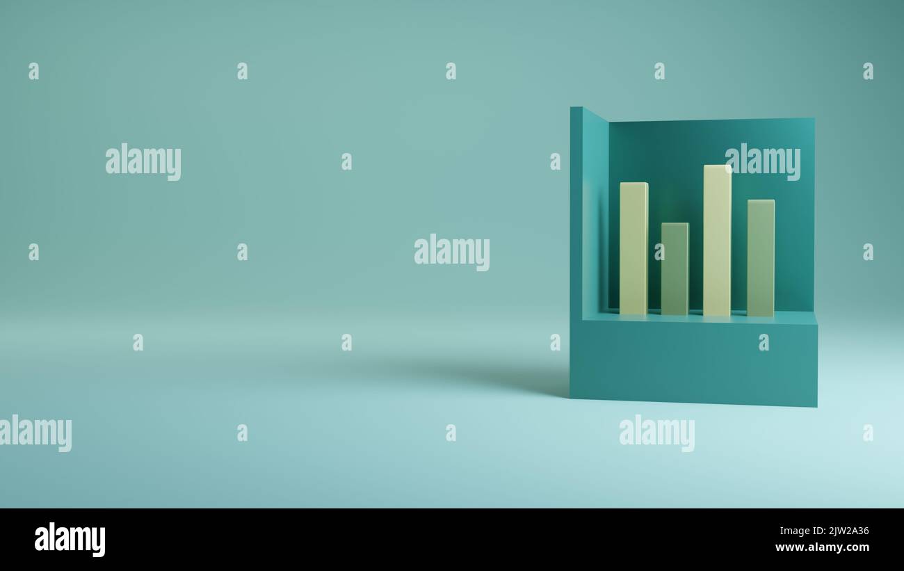 3d rendering bar graph elements with copy space, stock market chart with a declining trend Stock ...