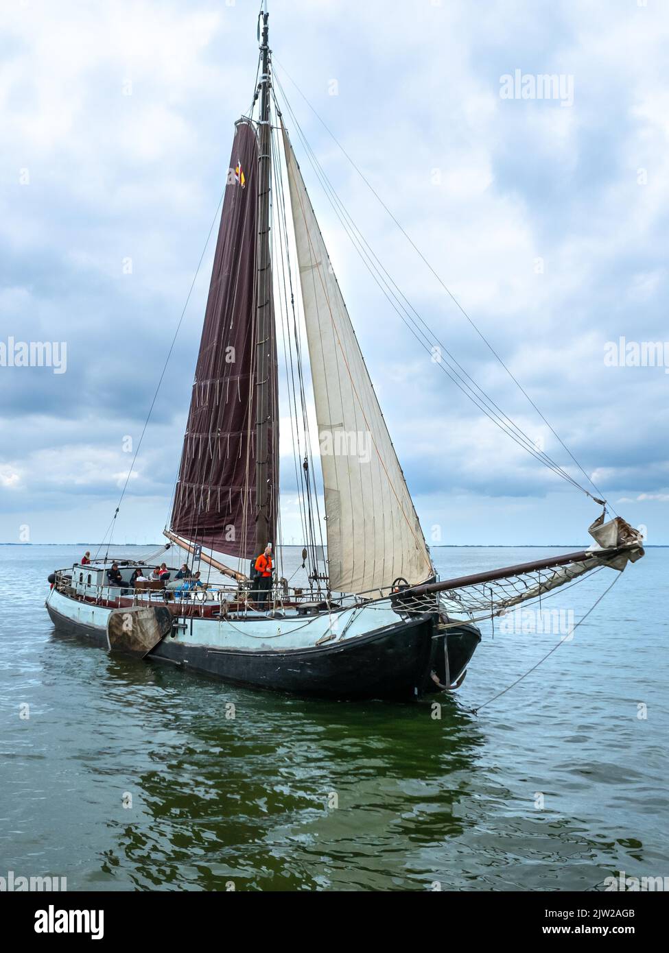 Historic sailing ship with red sails, Ijsselmeer, Netherlands Stock ...