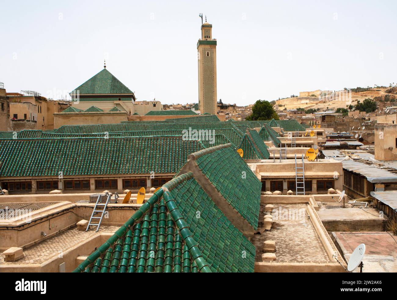 Traditional green glazed roofs of Fez, Morocco Stock Photo - Alamy
