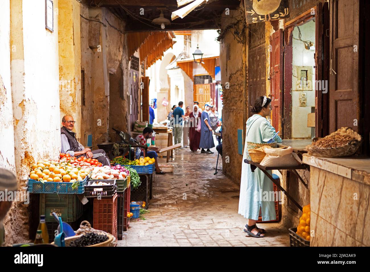 Old Town Alley, Fez, Morocco Stock Photo - Alamy