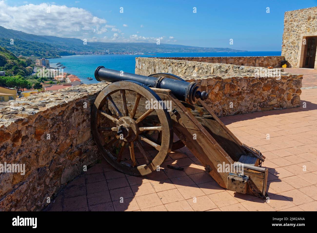Old cannon on the castle and museum Castello Murat with sea view ...
