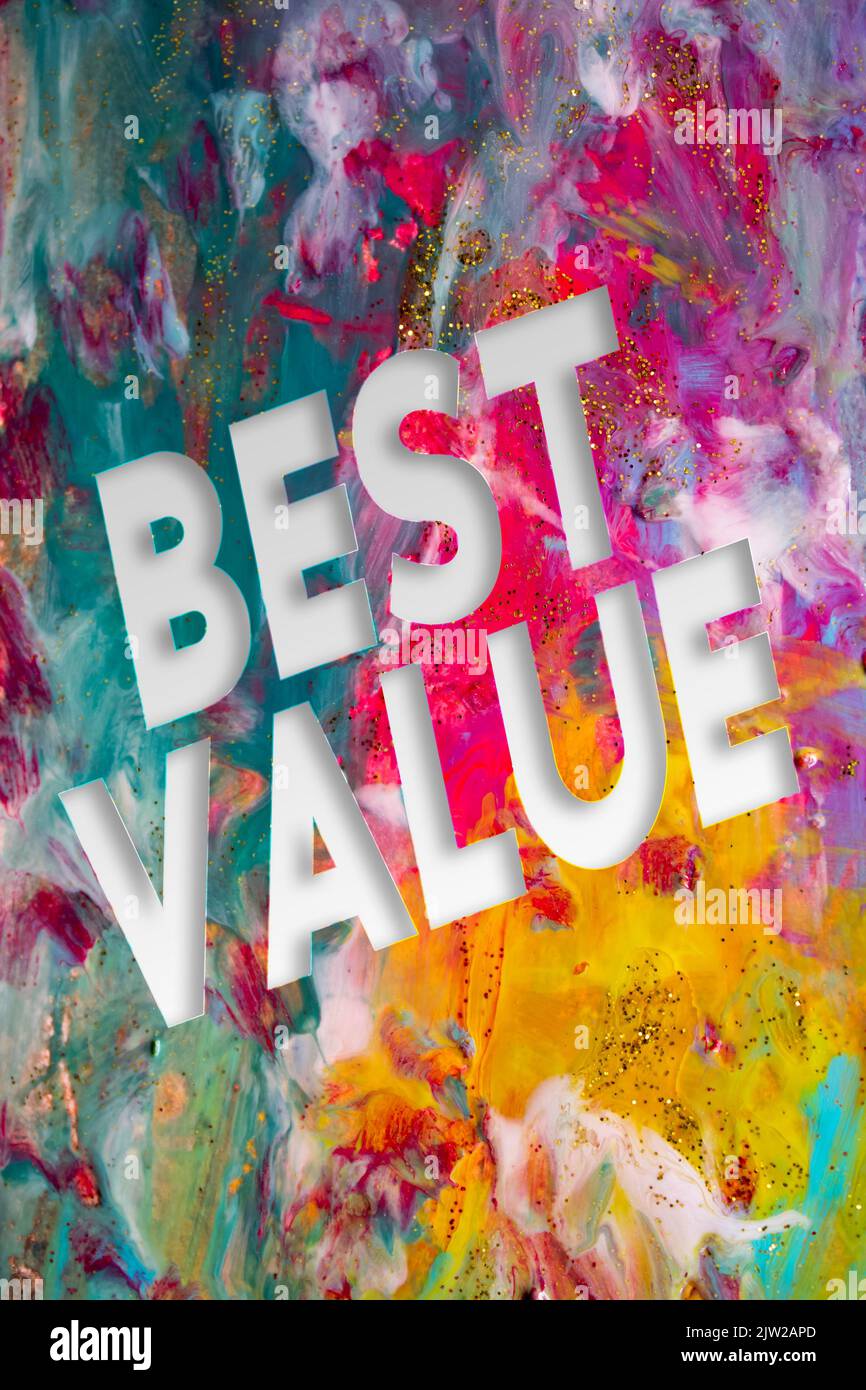 Abstract Natural Luxury art, fluid painting with Best Value text ...