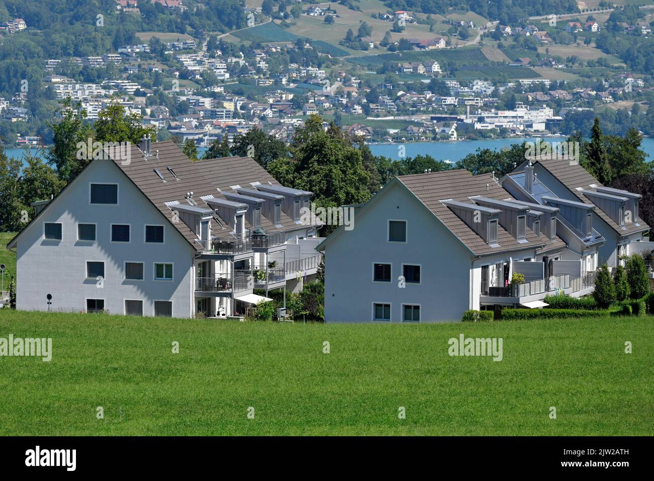 Residential quarter multi-family houses, Horgen, Switzerland Stock ...