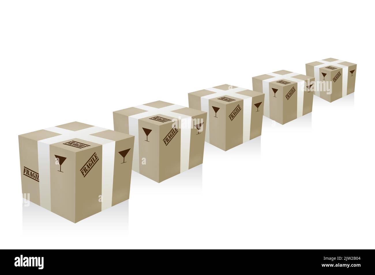 Fragile cardboard boxes against white background Stock Photo - Alamy