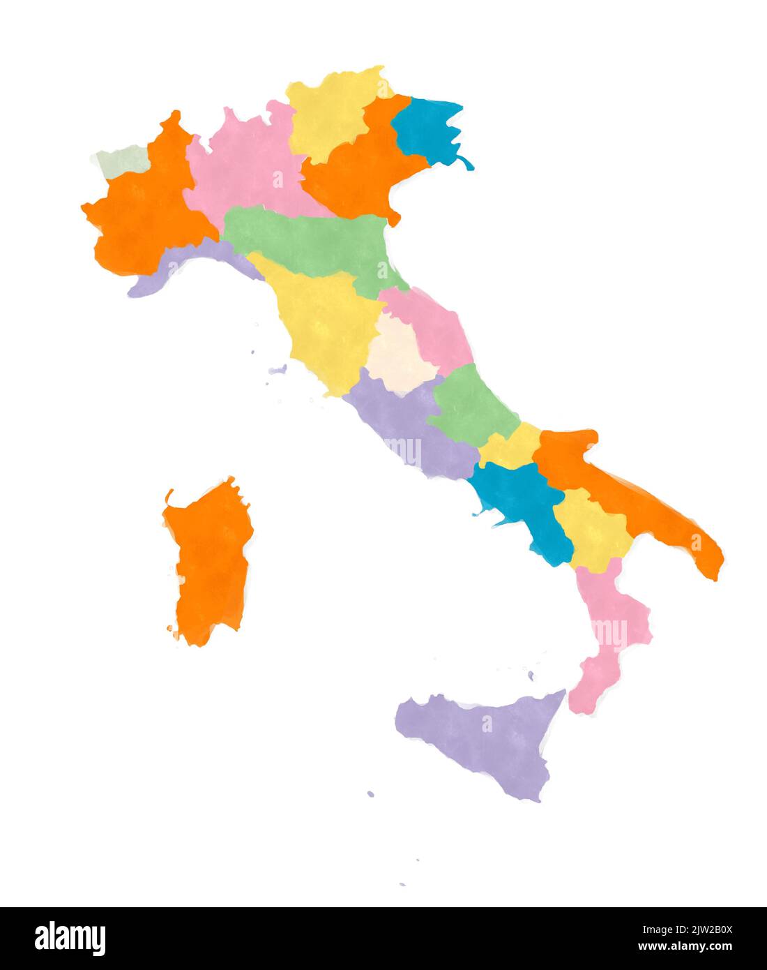 Italy map in watercolors over white background Stock Photo - Alamy