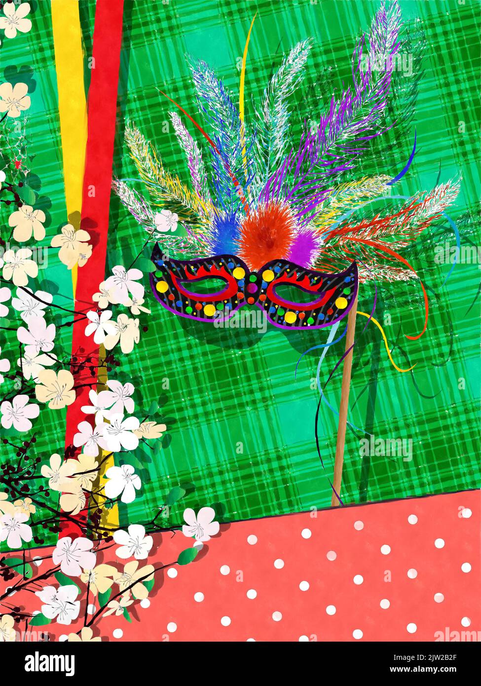 Watercolor style drawing Mardi Gras card Stock Photo - Alamy