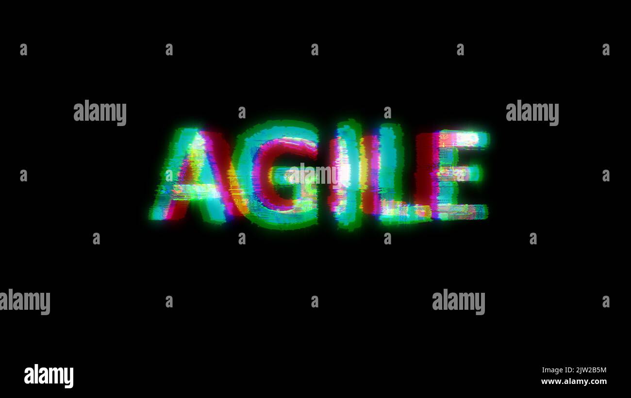 Cybernetical Text Agile With Heavy Chromatic Aberrance Distortion Isolated Object 3d