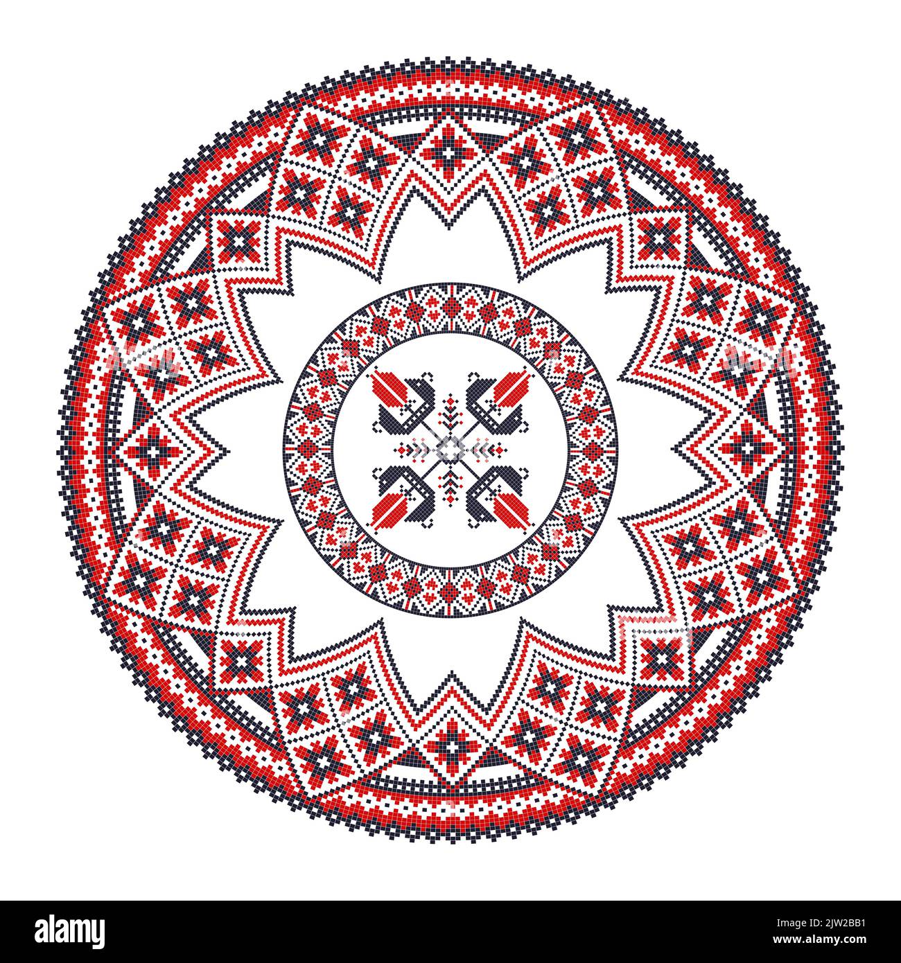 Traditional Romanian round decorative element, vector template Stock ...