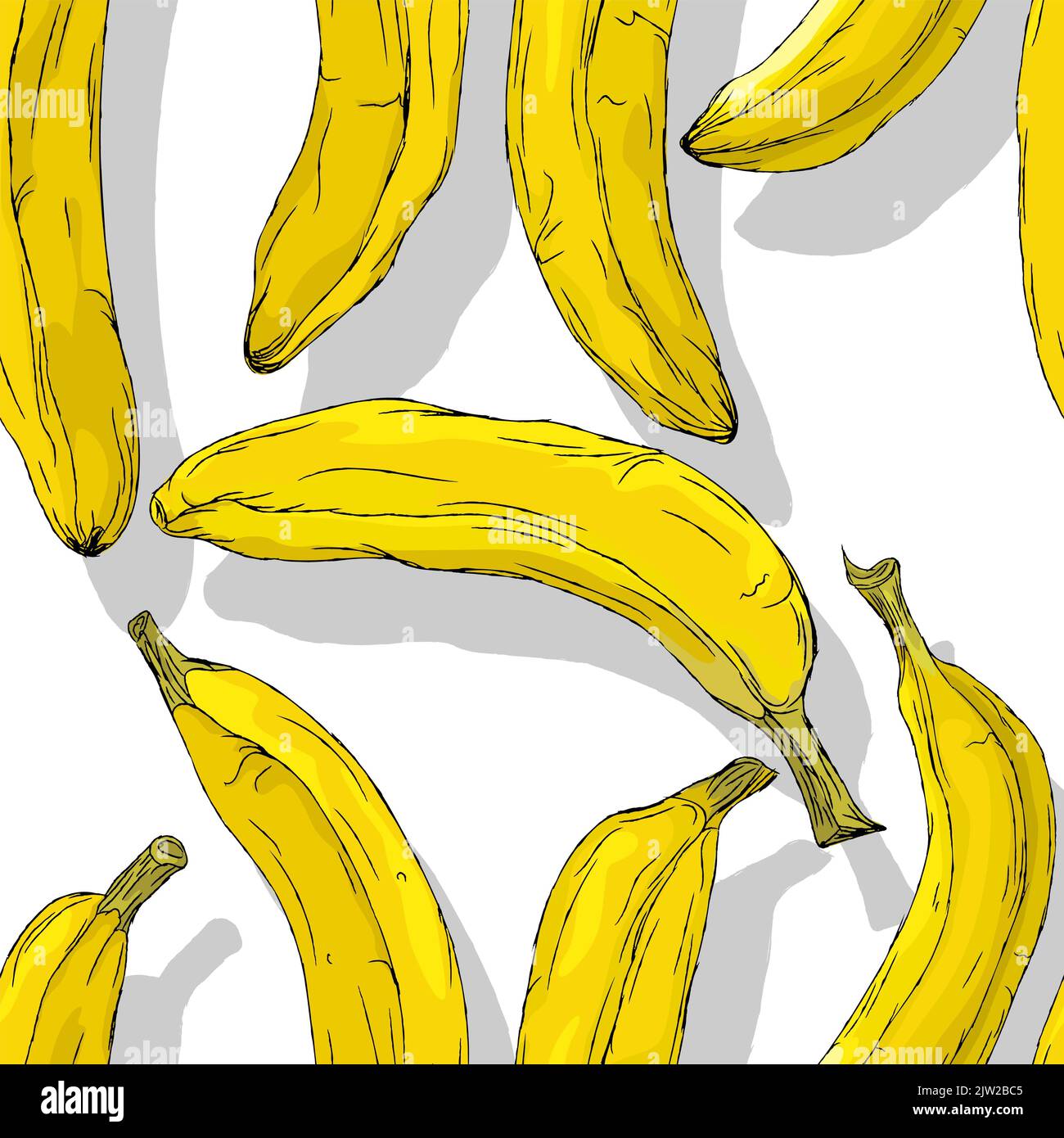 Bananas repeating pattern, editable vector template Stock Photo - Alamy