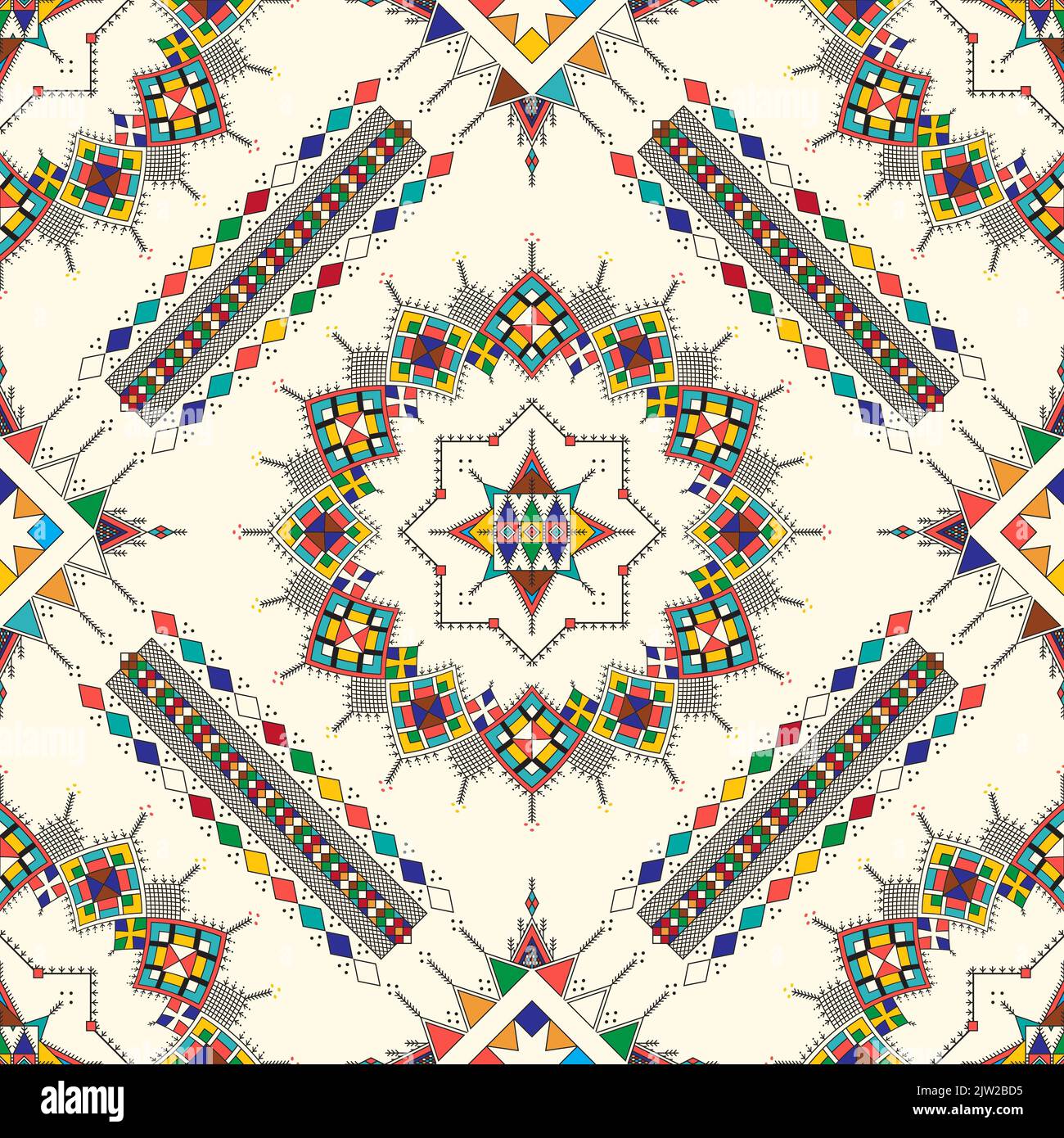 Decorative geometric repeating pattern inspired by Al-Qatt Al-Asiri ...