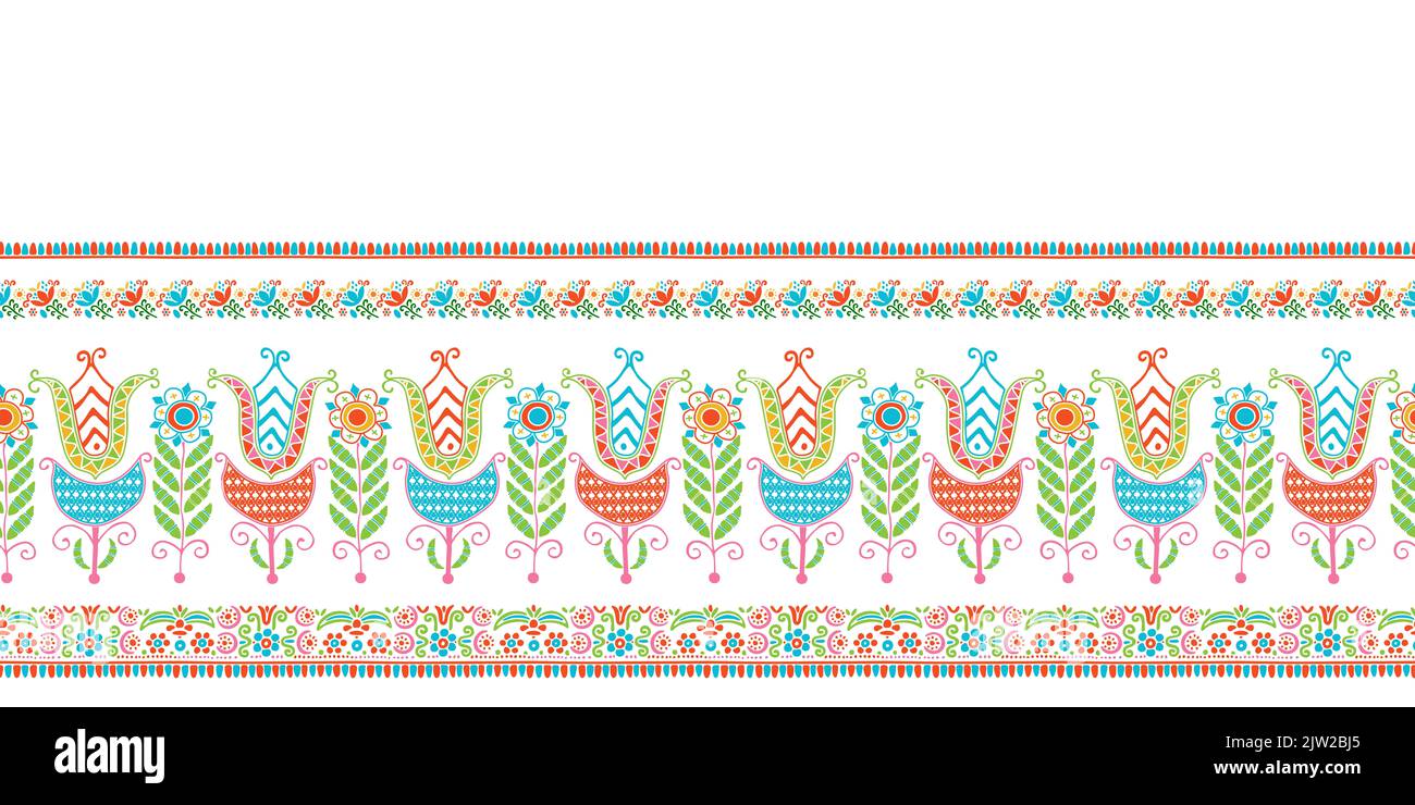 Hungarian vector embroidery pattern for borders, isolated on white ...