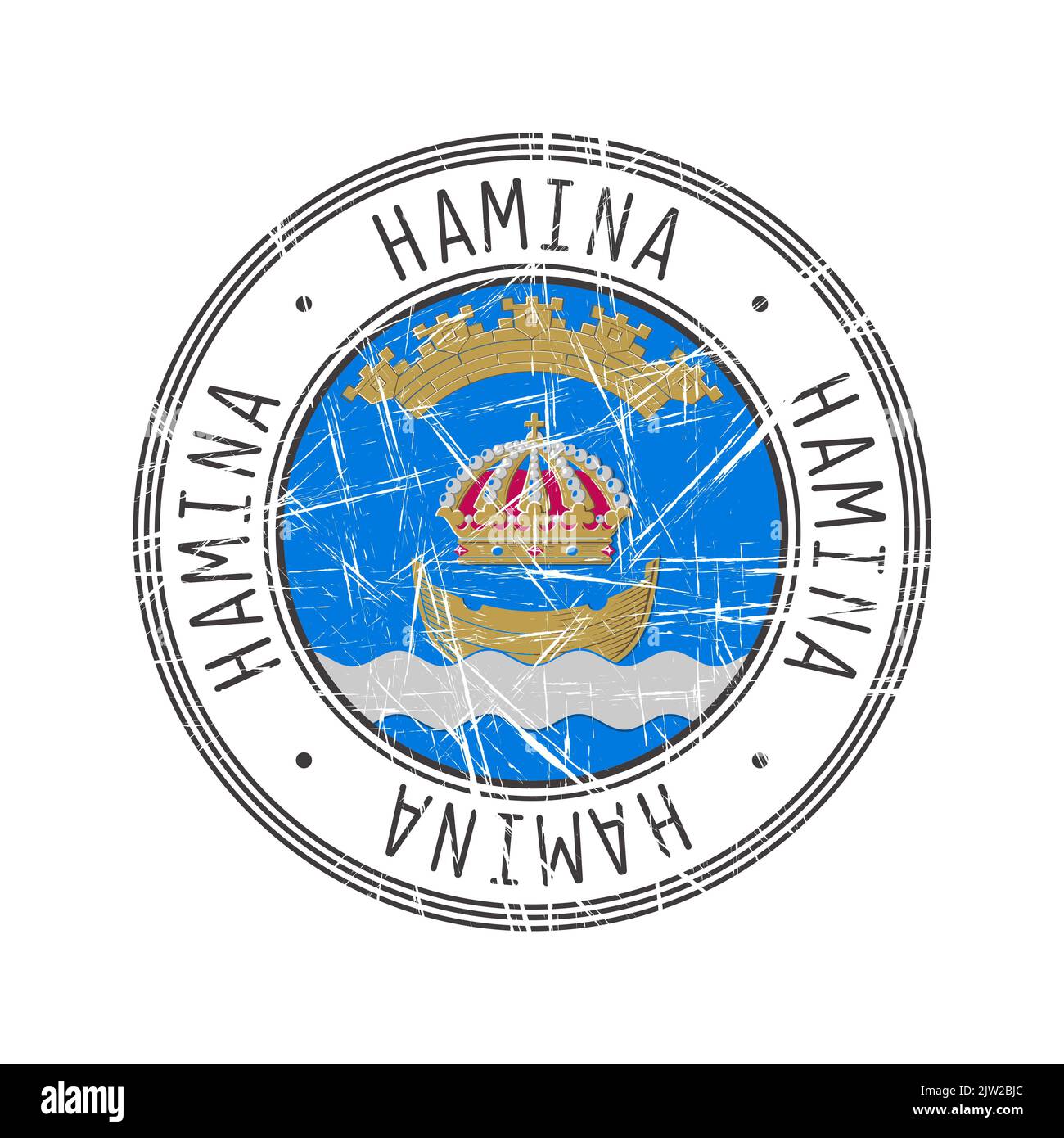 Hamina city, Finland. Grunge postal rubber stamp over white background ...