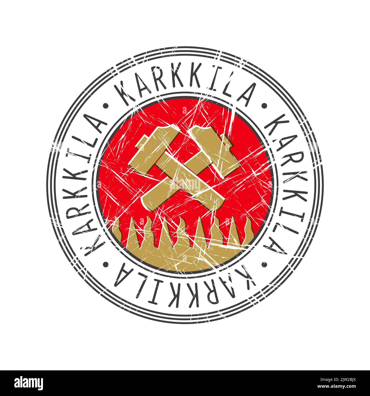 Karkkila city, Finland. Grunge postal rubber stamp over white ...