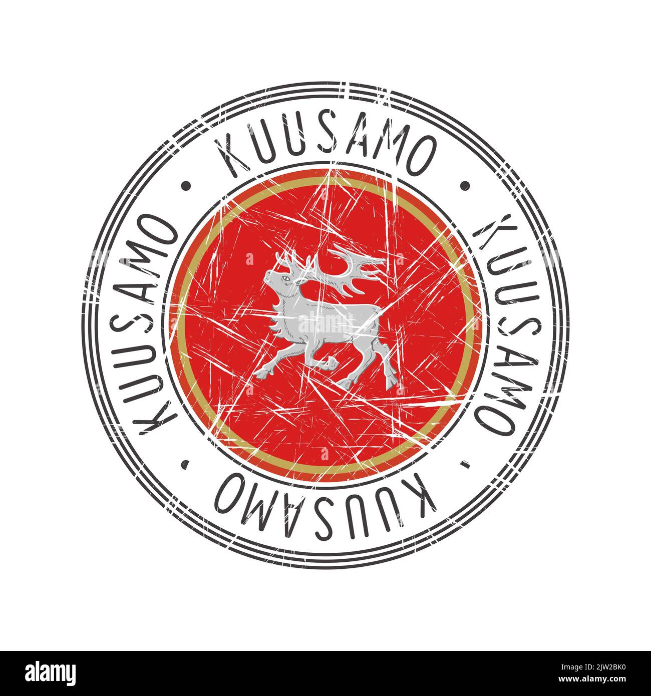 Kuusamo city, Finland. Grunge postal rubber stamp over white background ...