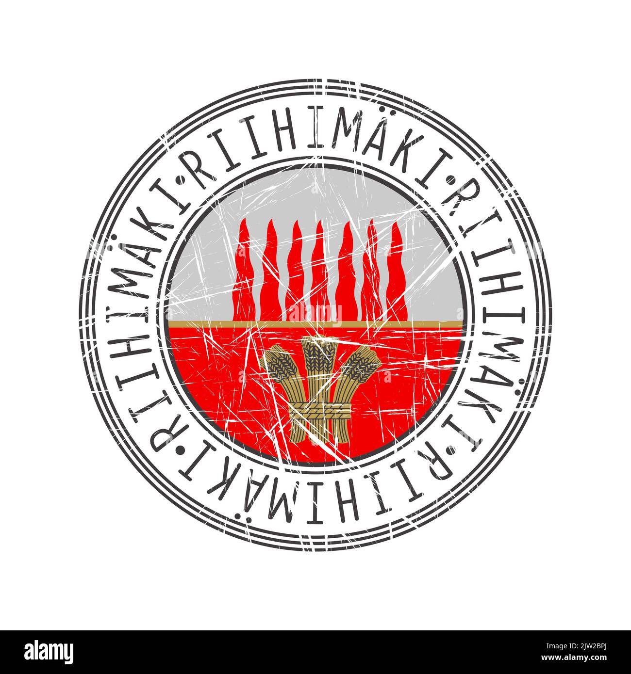 Riihimaki city, Finland. Grunge postal rubber stamp over white ...