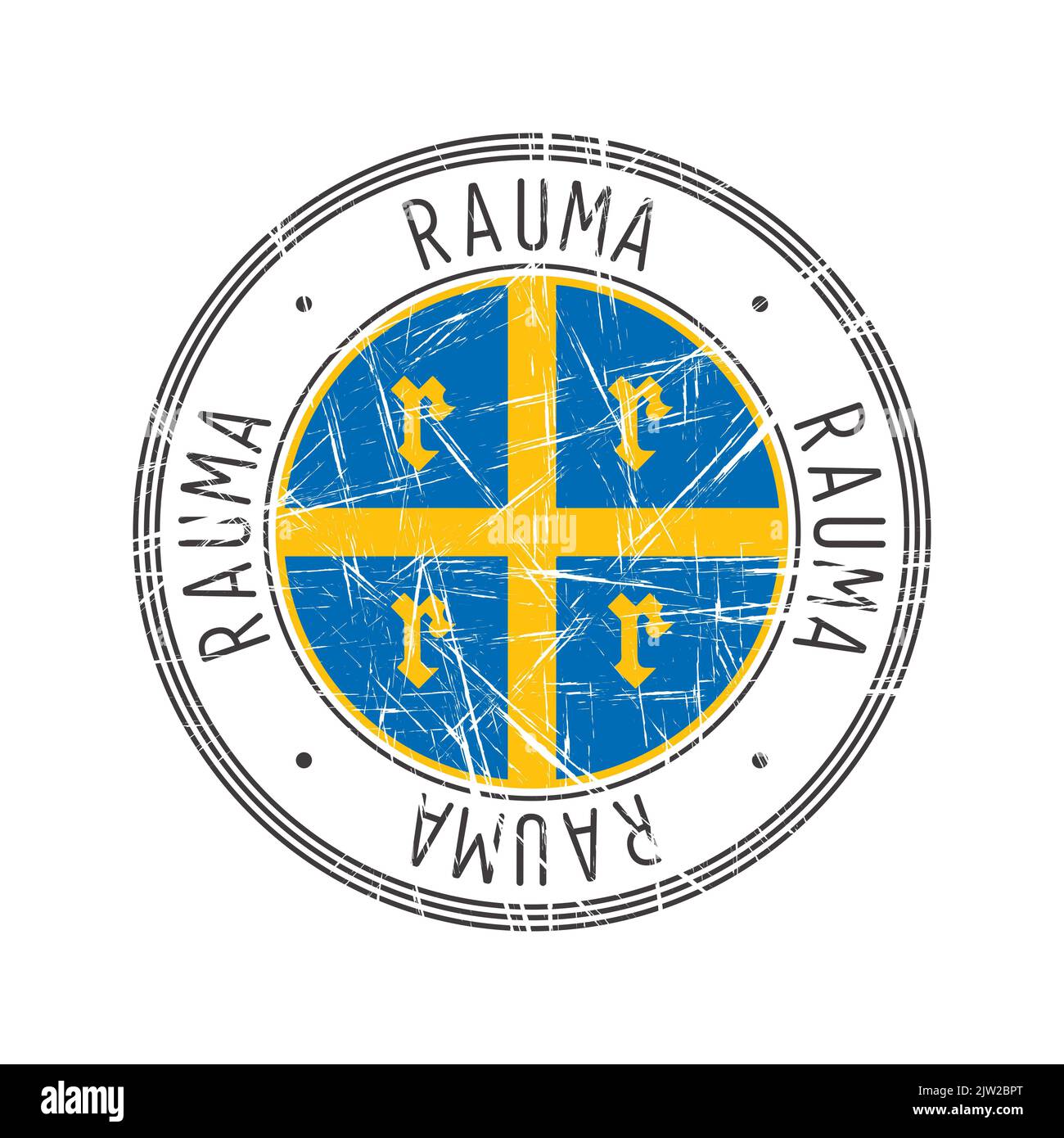 Rauma city, Finland. Grunge postal rubber stamp over white background ...