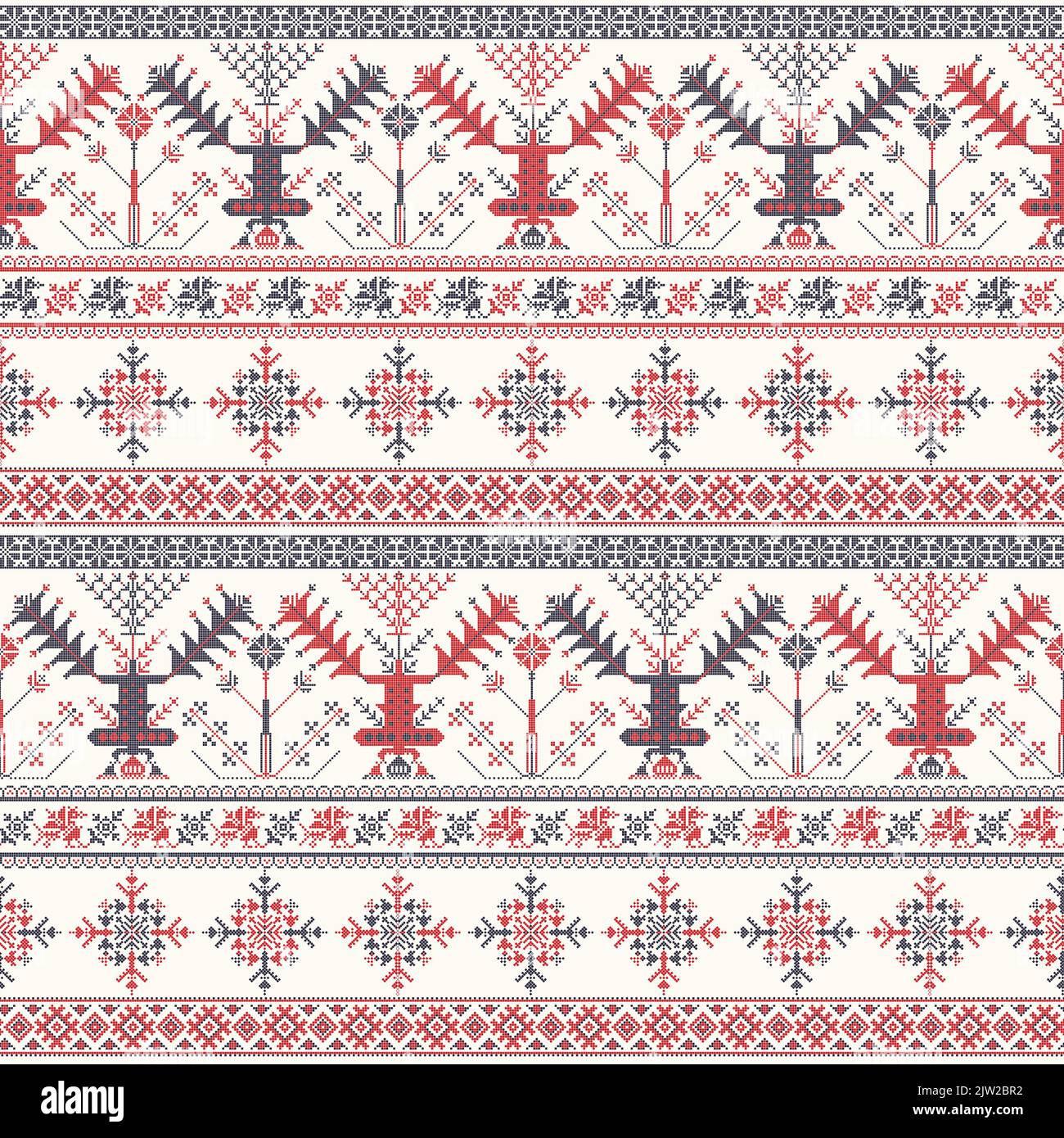 Decorative repeating pattern inspired by traditional Russian embroidery ...