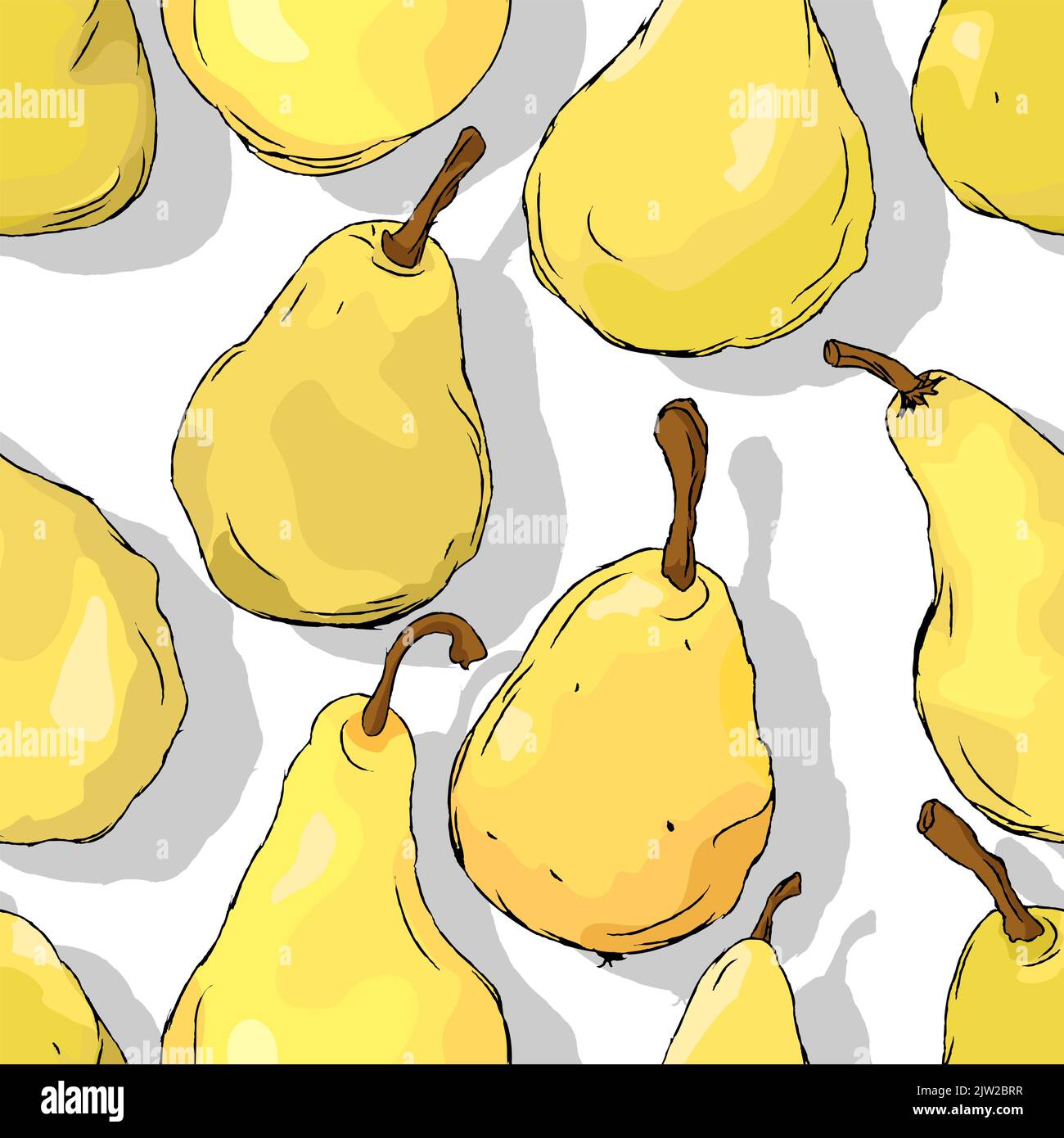 Pears repeating pattern, editable vector template Stock Photo - Alamy