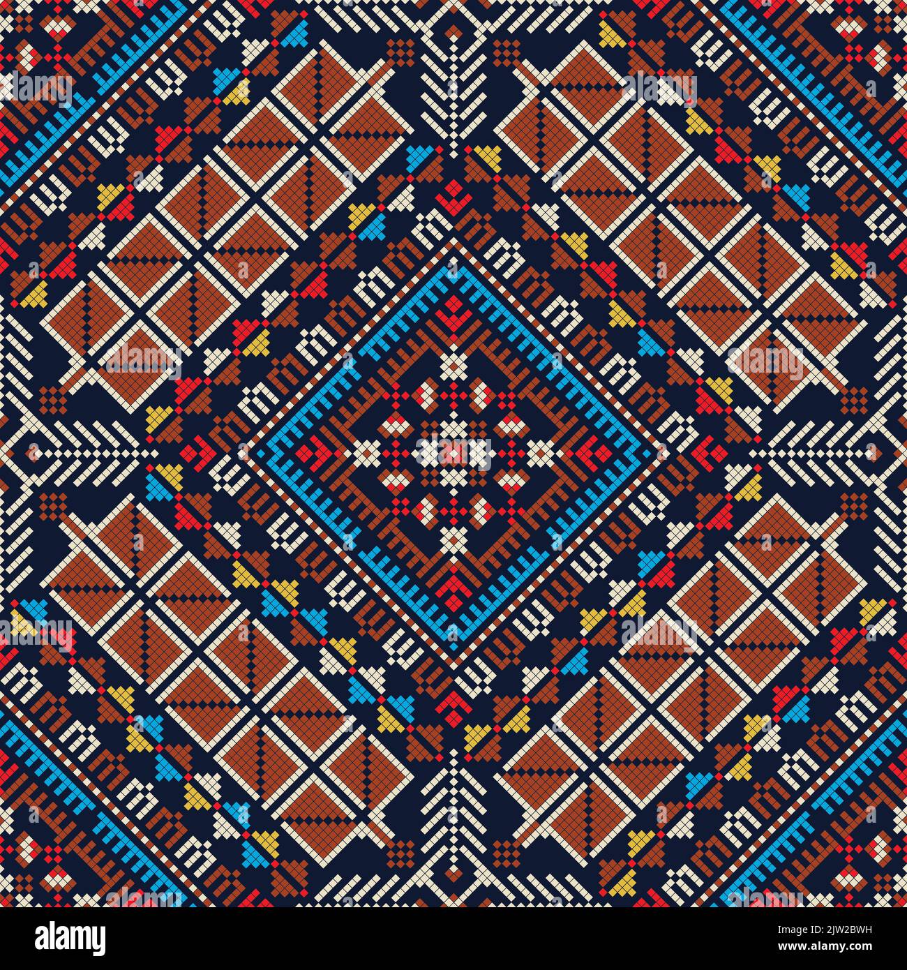 Traditional Palestinian Embroidery Pattern in colors, editable vector ...