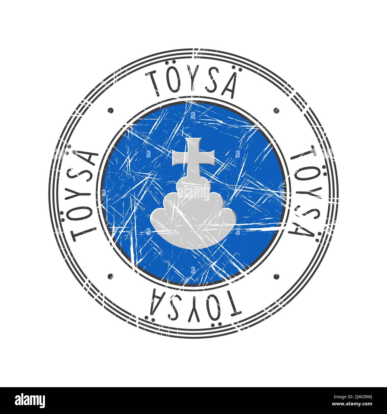 Toysa city, Finland. Grunge postal rubber stamp over white background ...
