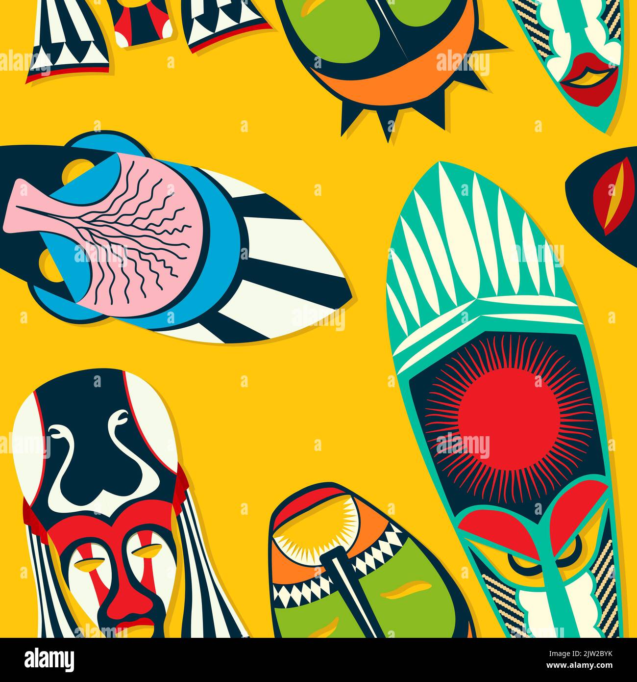 Tribal mask ethnic, seamless pattern vector design Stock Photo - Alamy