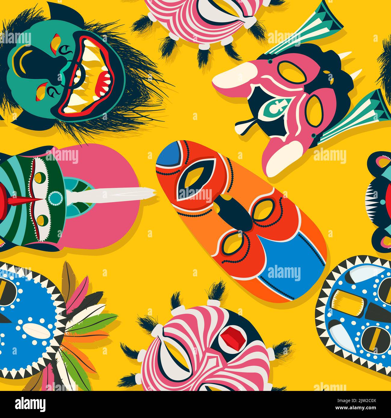 Tribal mask ethnic, seamless pattern vector design Stock Photo - Alamy