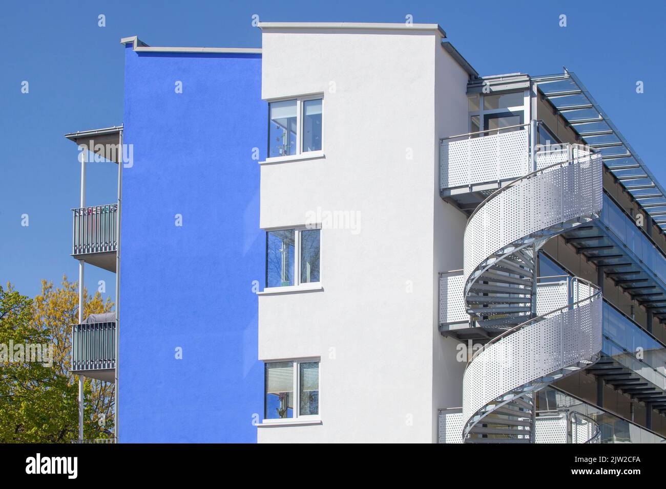 Blue, modern residential building, Bremerhaven, Germany Stock Photo - Alamy