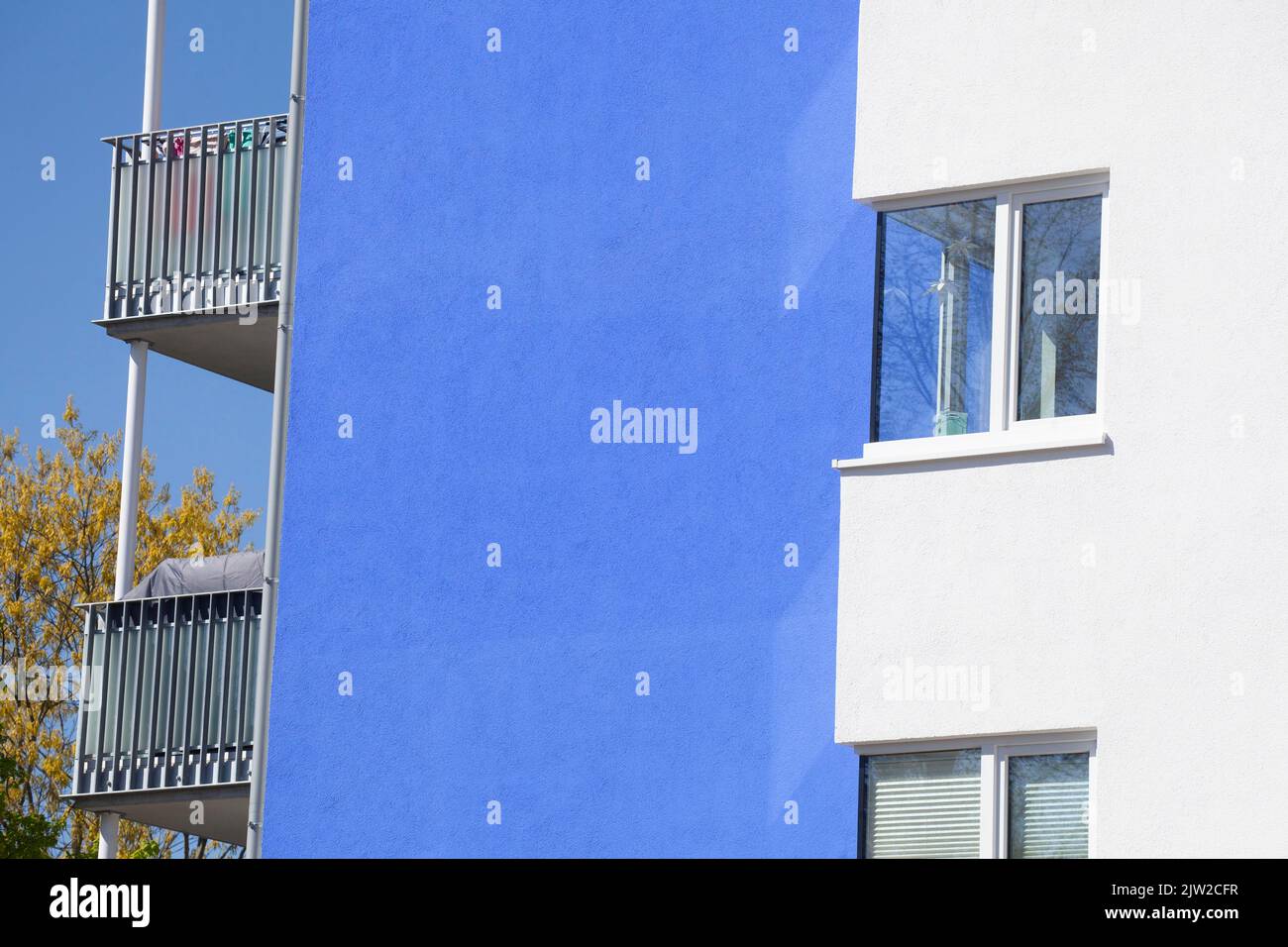 Blue, modern residential building, Bremerhaven, Germany Stock Photo - Alamy