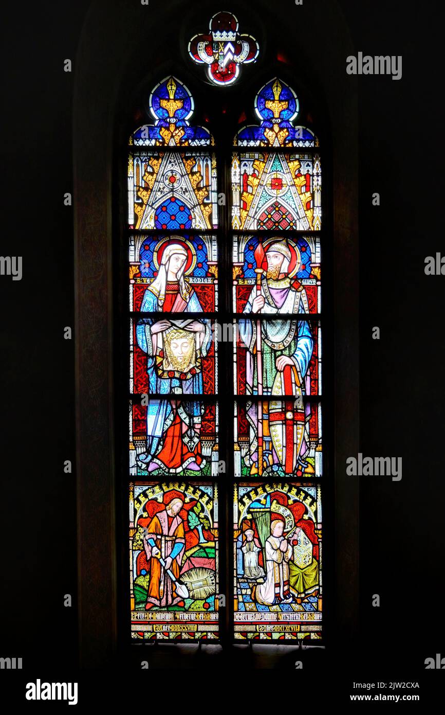 Holy Blood chapel, Figurative stained-glass window, Bruges, Belgium ...