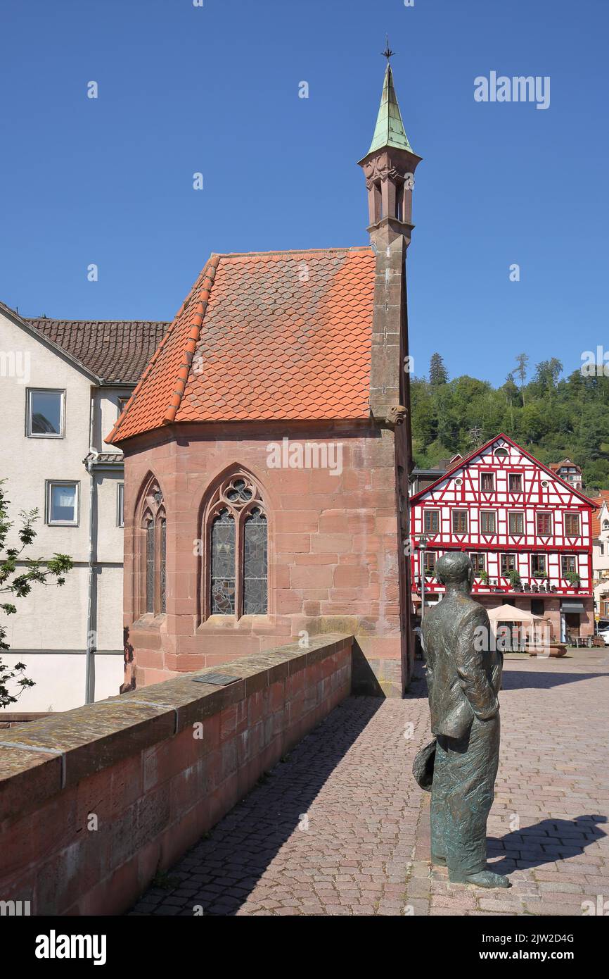 St. Nicholas Chapel built in 1400 and statue by Hermann Hesse on St ...