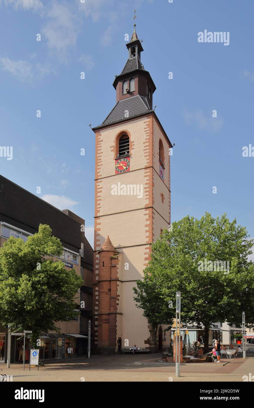 Old tower built in 1400 as landmark and former town church of Nagold ...