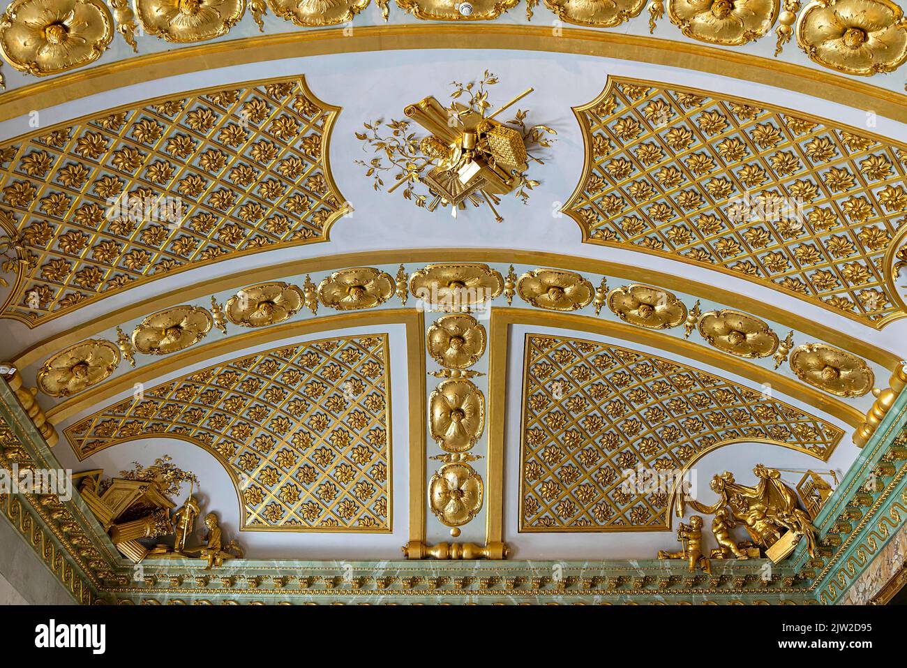 Ceiling vault with gilded ornaments in the Gallery Hall of the Picture ...